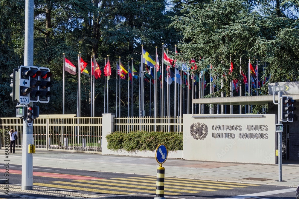 geneva, switzerland - 08 September 2022: national flags of the member ...