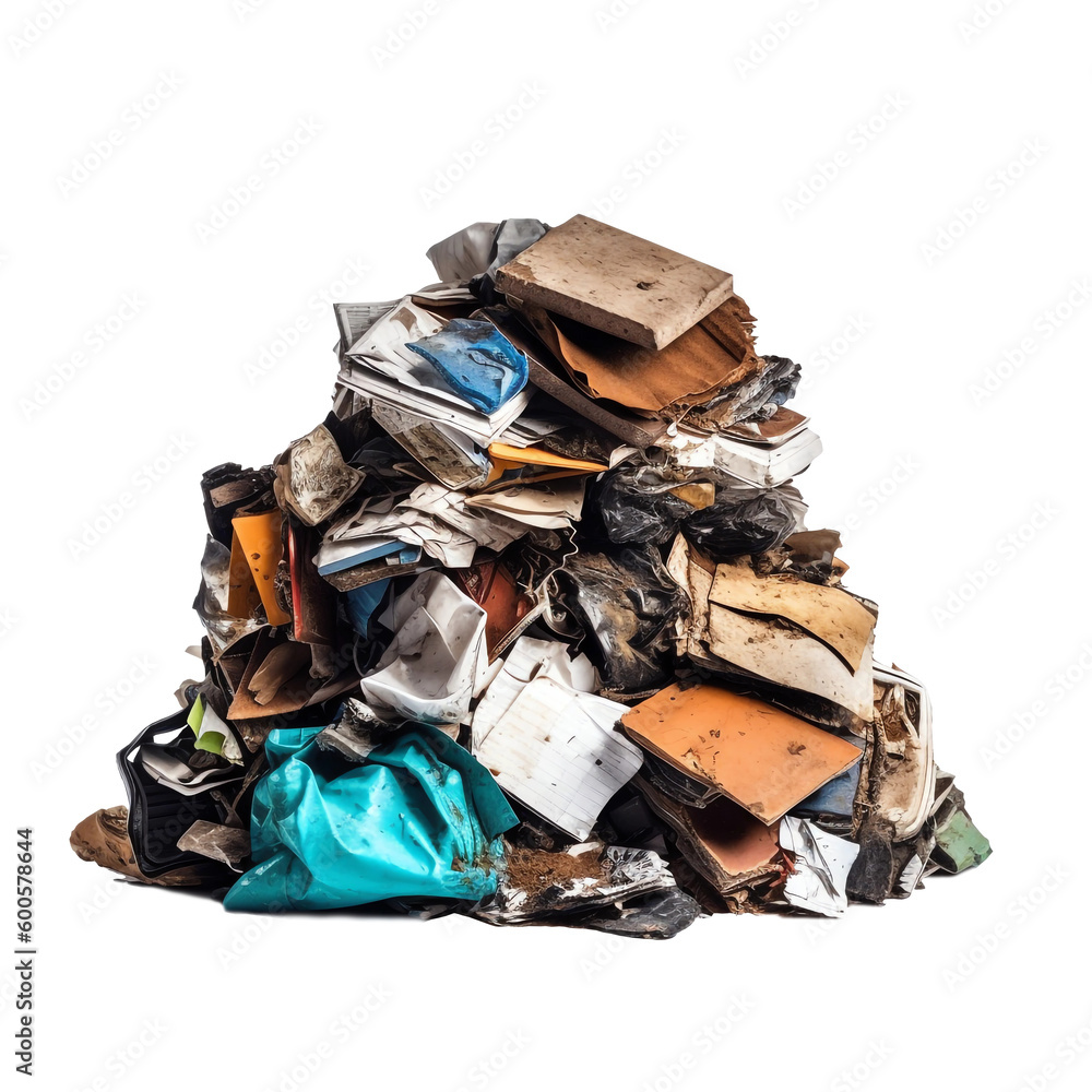 3D cartoon garbage pile without background, image suitable for banners ...