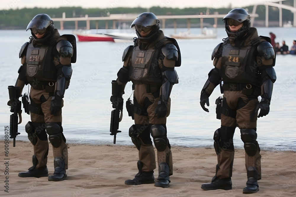 special forces soldiers with weapon take part in military maneuver. war ...