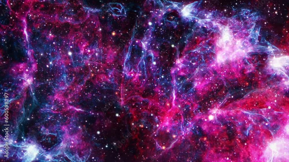 Space travel to the sparking cloud red glow nebula milky way in deep ...