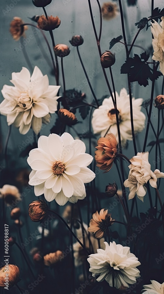 Image of tightly Realistic multi type of Flowers without leaf, pale ...