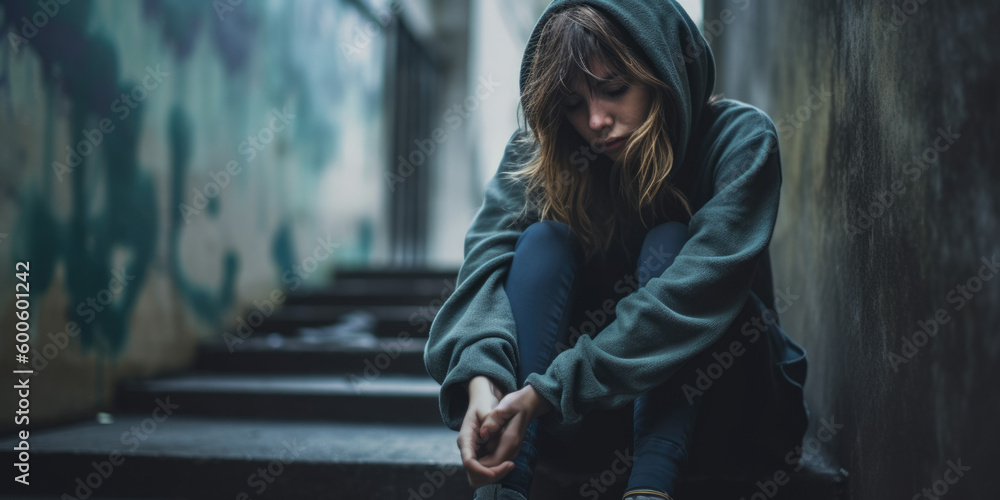 Depressed Young Girl, Teenager, Suffering From Depression, Youth Mental ...