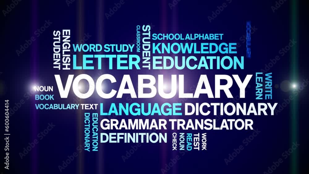 Vocabulary animated tag word cloud;text design animation kinetic ...
