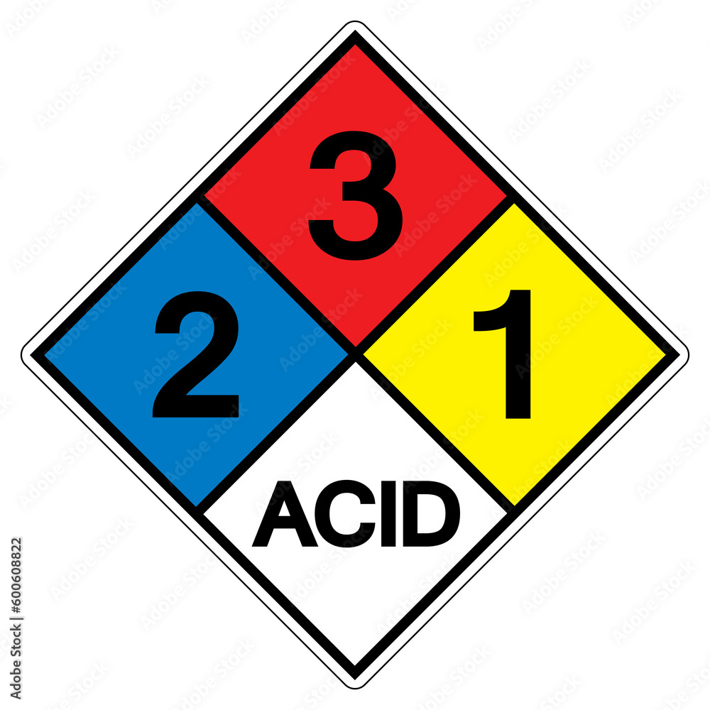 NFPA Diamond 704 2-3-1 ACID Symbol Sign, Vector Illustration, Isolate ...