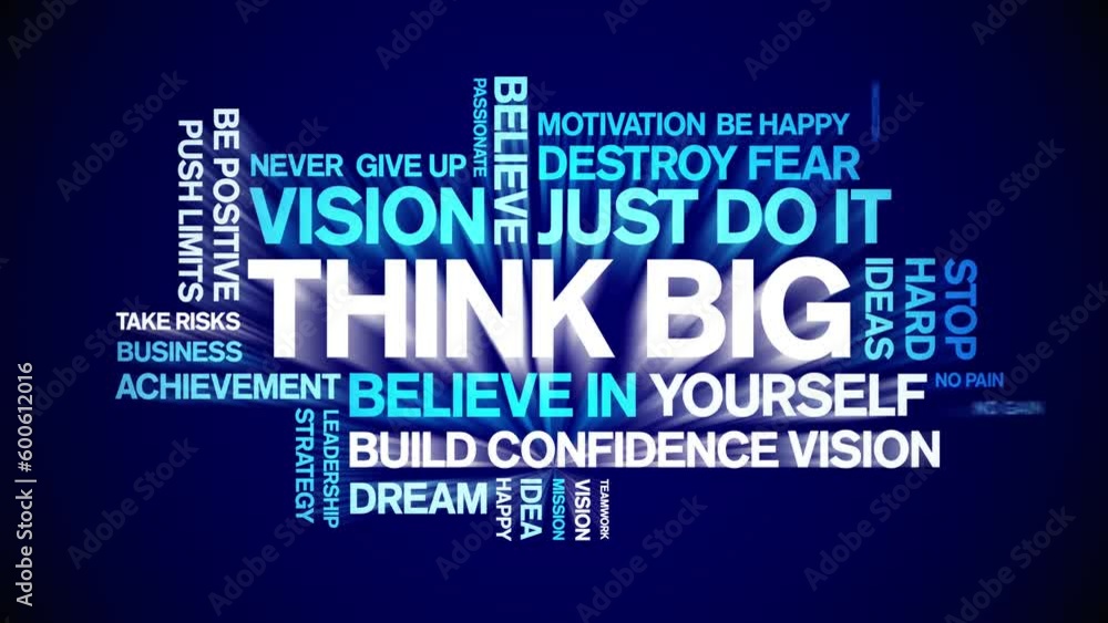 Think Big animated tag word cloud;text design animation kinetic ...