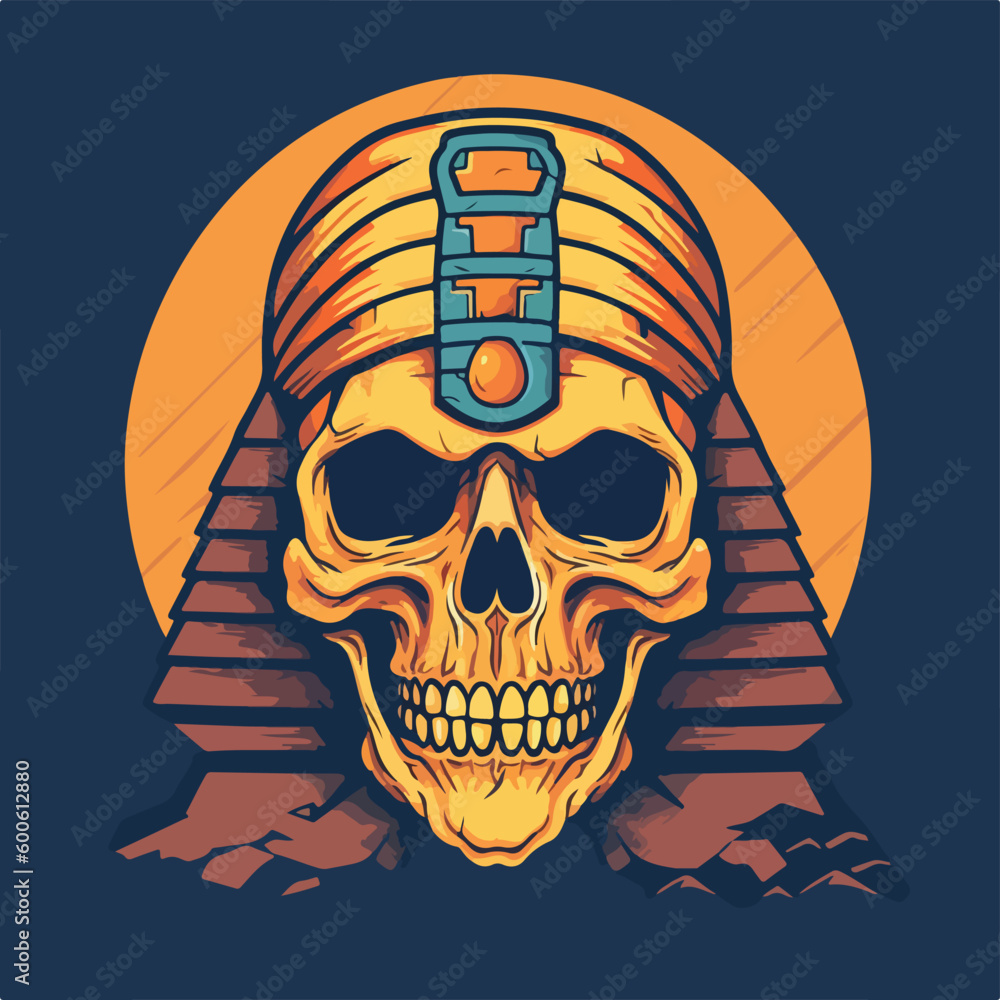 Skull head mummy anubis pharaoh god ghost vintage badge logo vector ...