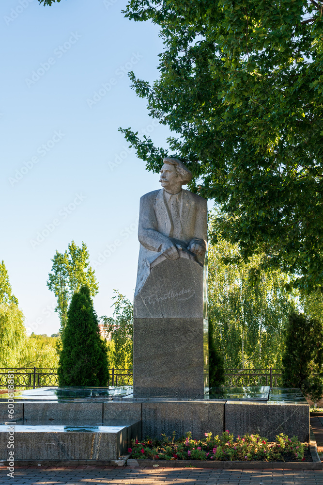 Tambov, Russia - September 2, 2022: Monument to the Soviet writer S.N. Sergeev-Tsensky ...