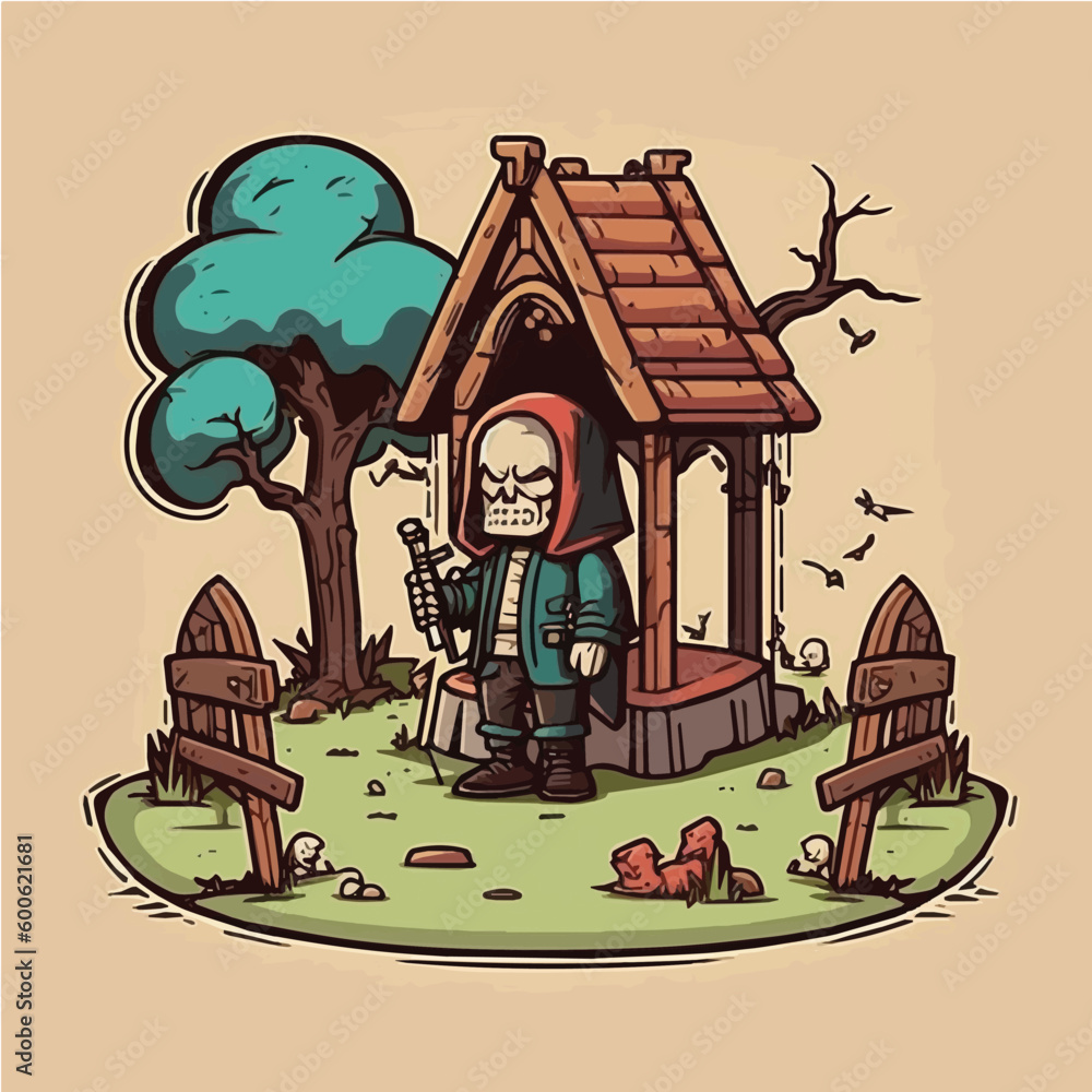 Vector illustration of a survival character Building models shrine ...