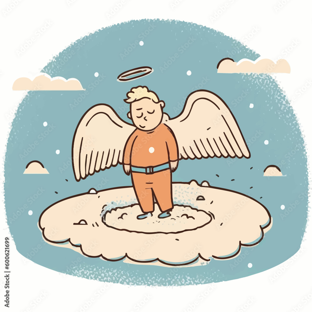 Vector illustration of a wisdom character Making a snow angel museum ...