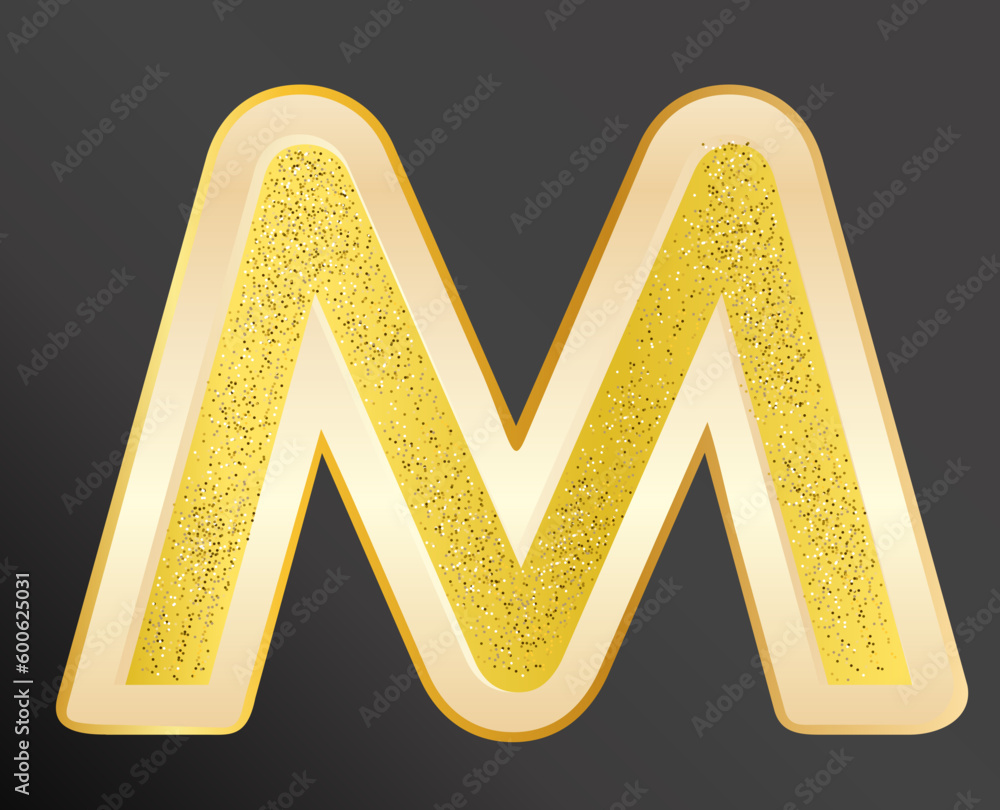 Gold glitter font, alphabet letter M Stock Vector | Adobe Stock