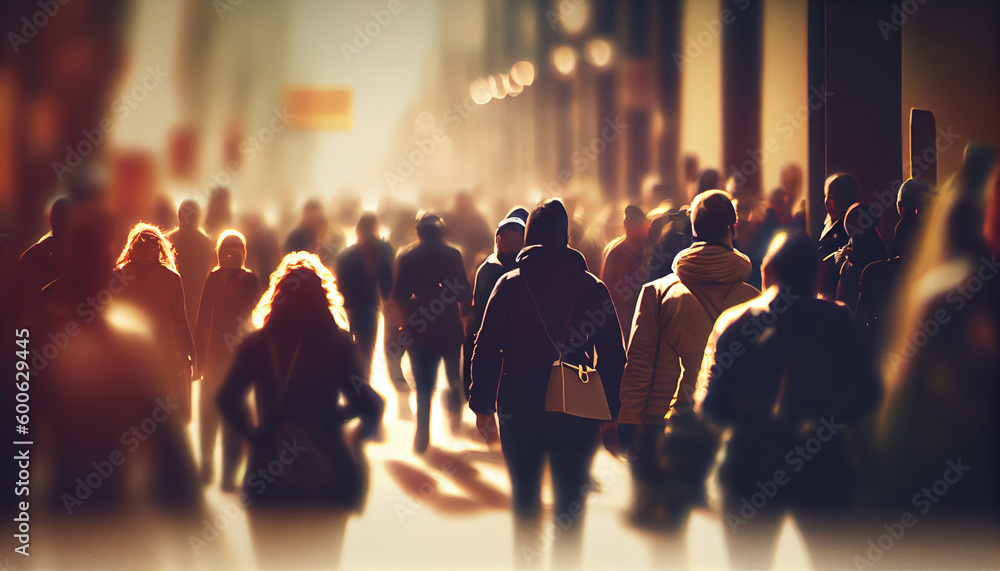 Blurred crowd of unrecognizable people at the street Generative AI ...