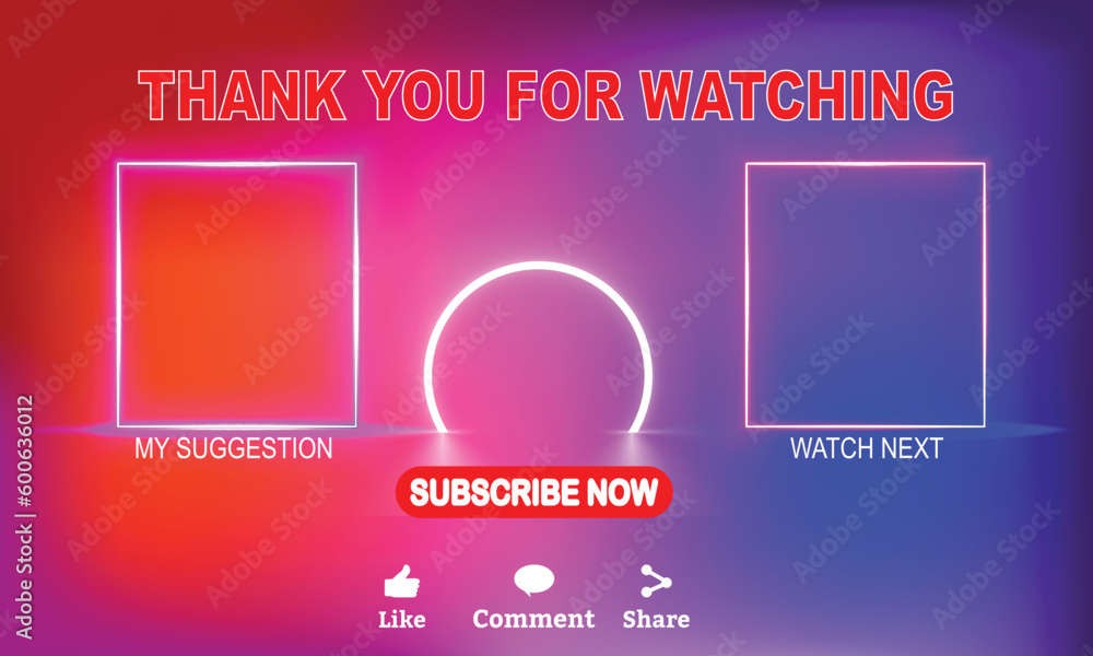 End Screen Template Design, Video Template, background, Outro Card, end ...