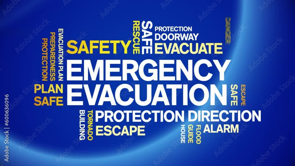 Emergency Evacuation animated tag word cloud;text design animation ...