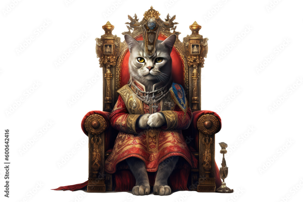 The Royal cat with luxury dress costume. Close up Portrait King cat ...