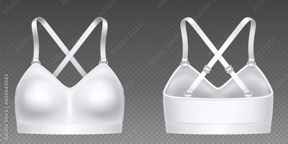 Realistic set of white sports bra isolated on transparent background ...