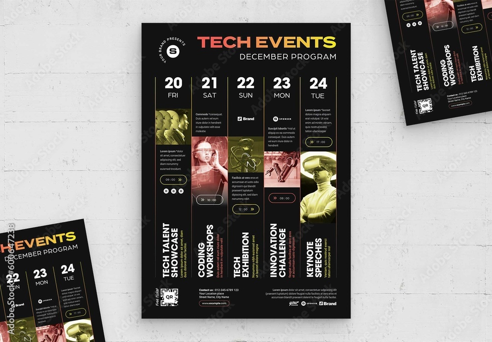 Event Schedule Calendar Flyer Template Stock Template | Adobe Stock