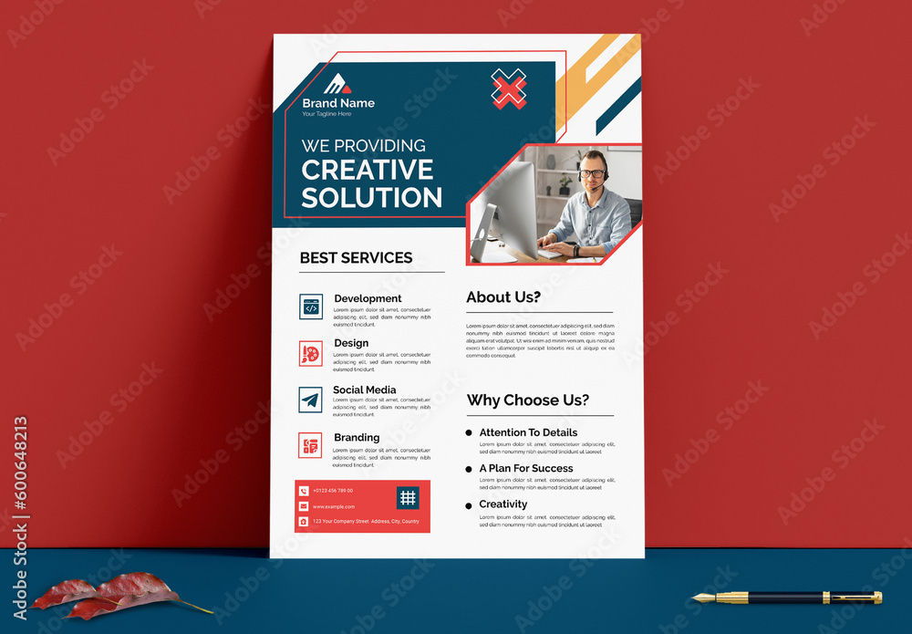 Creative Solution Flyer Design Layout Stock Template | Adobe Stock