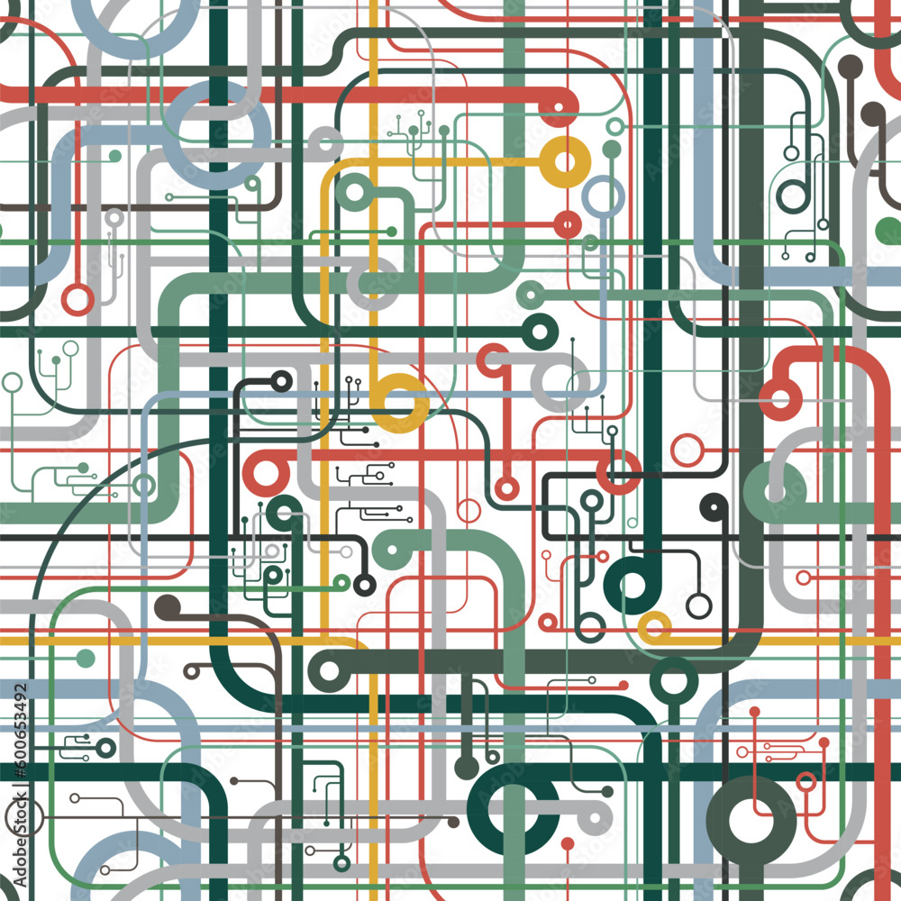 Seamless geometric pattern. Multicolored interlaced lines on a white ...