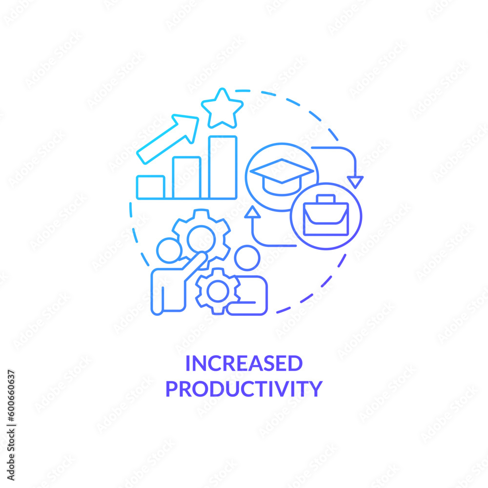 Increased productivity blue gradient concept icon. Employee efficiency ...