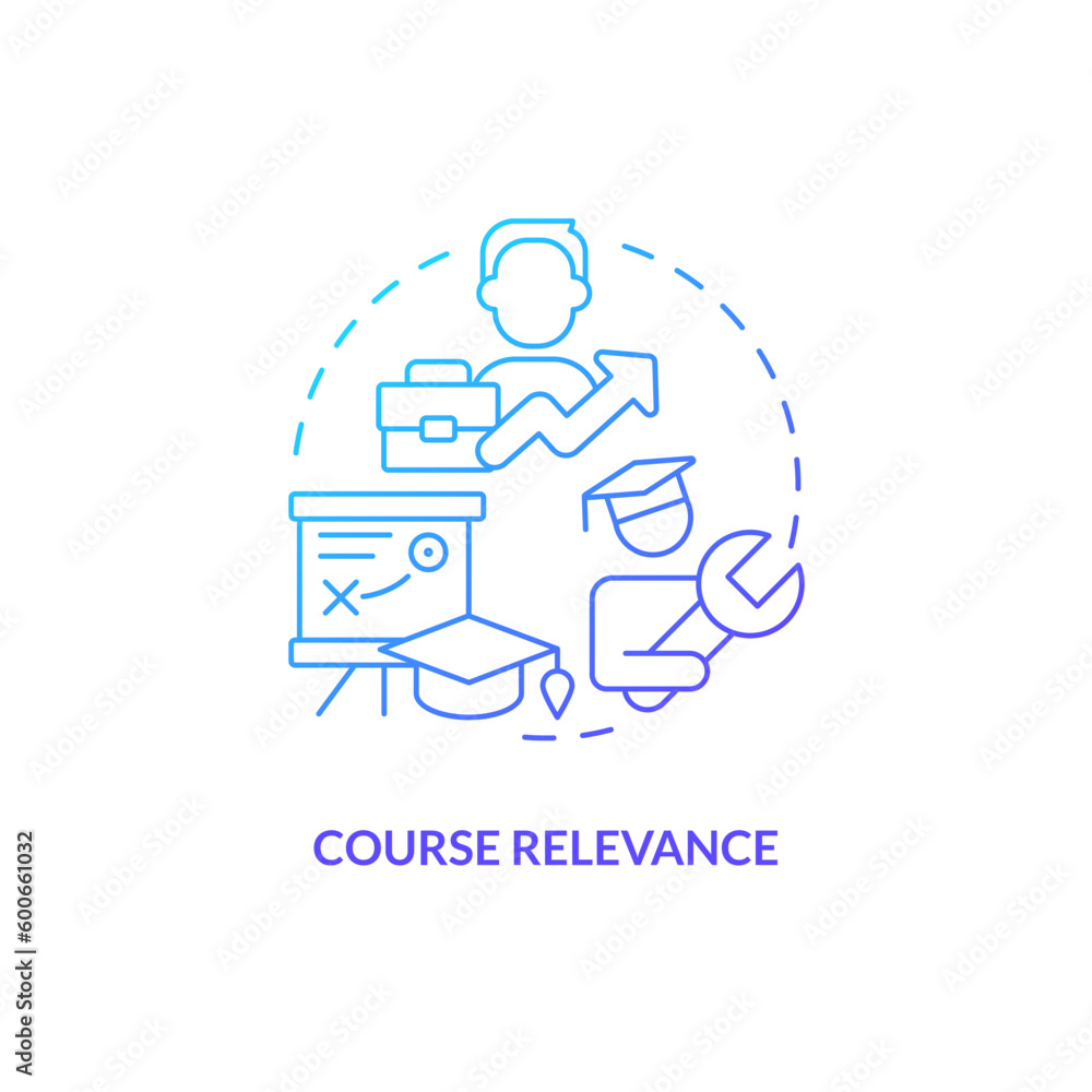 Course relevance blue gradient concept icon. Skills development ...