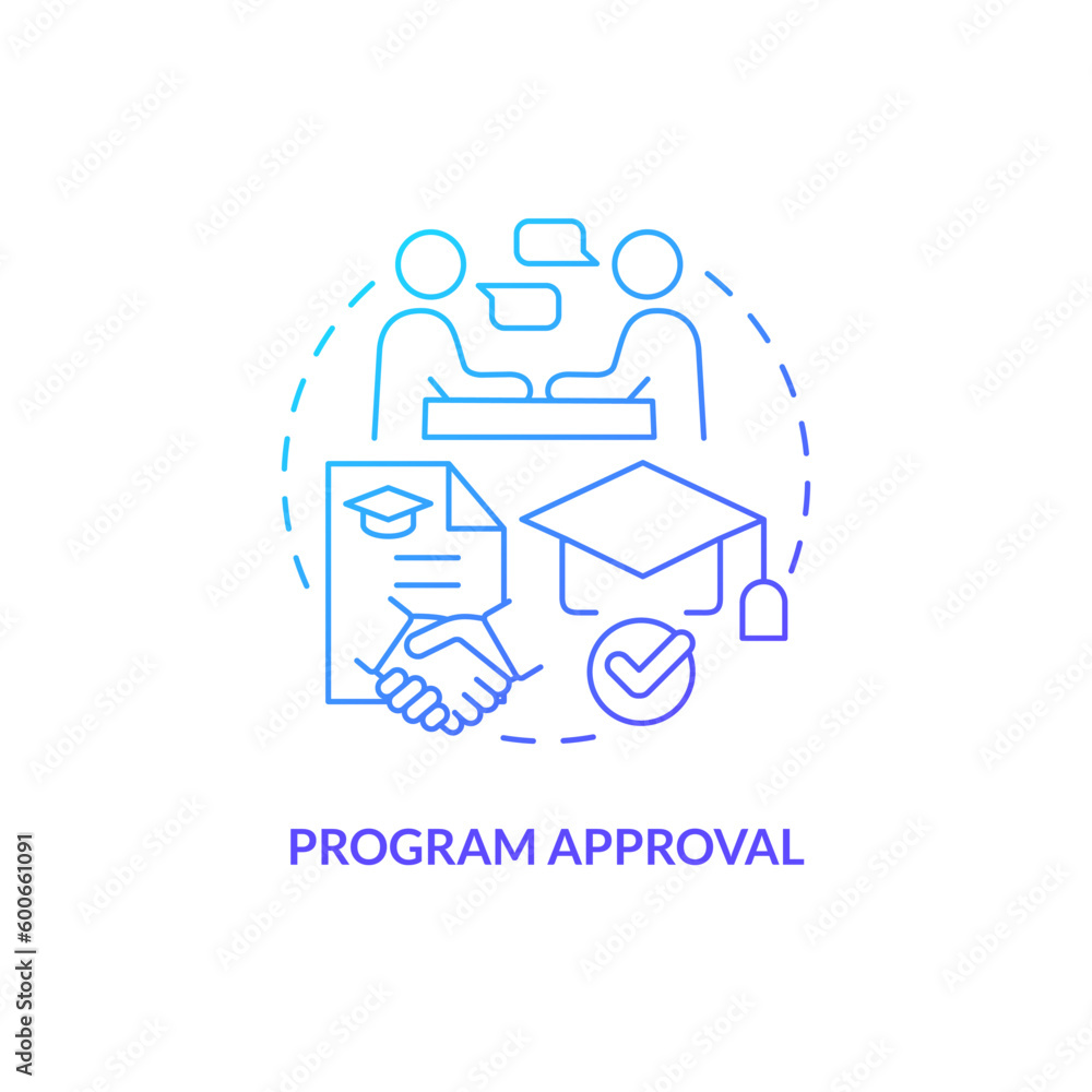 Program approval blue gradient concept icon. Education assistance ...