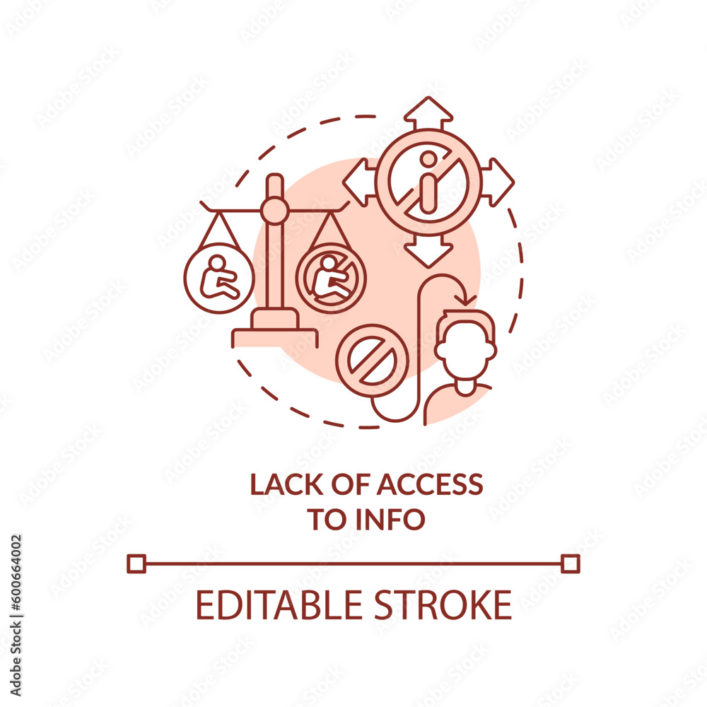 Lack of access to info red concept icon. Information ignorance. Lack of ...