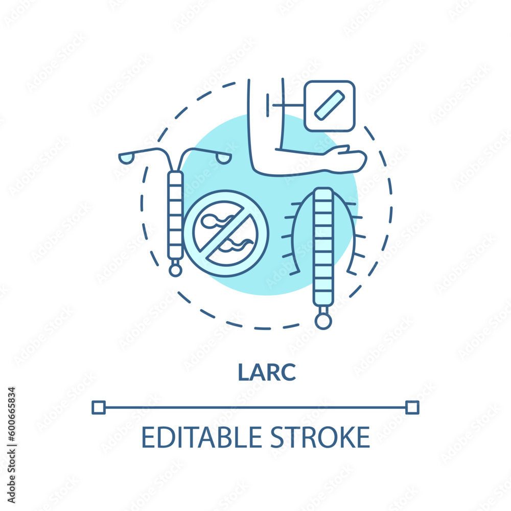 LARC turquoise concept icon. Contraceptive method. Long lasting. Birth ...