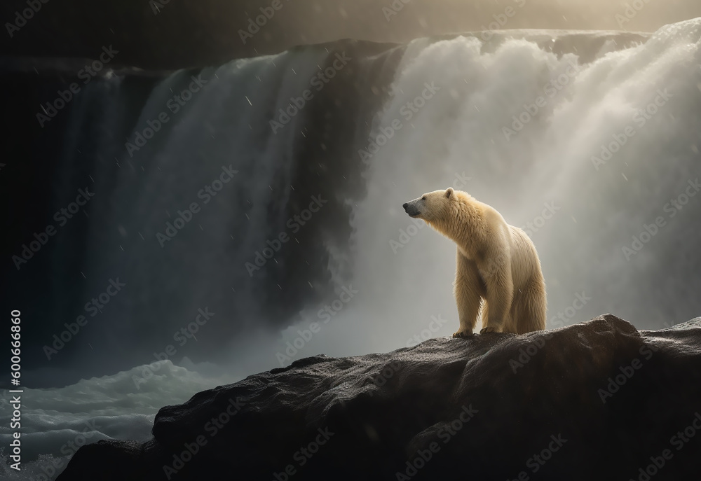 polar bears are walking on the melting Arctic sea ice and river ...