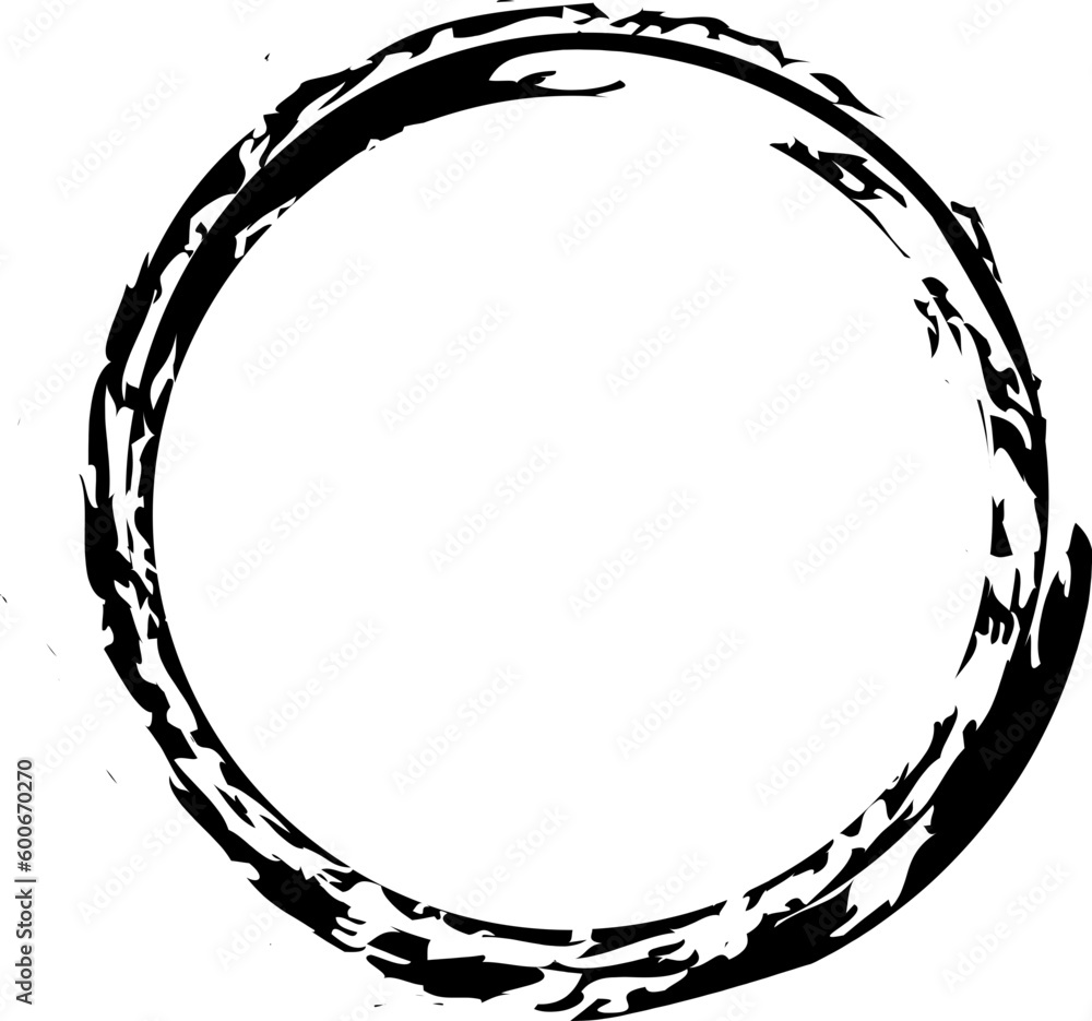 Abstract black paint brushstroke circle on transparent background. Can ...