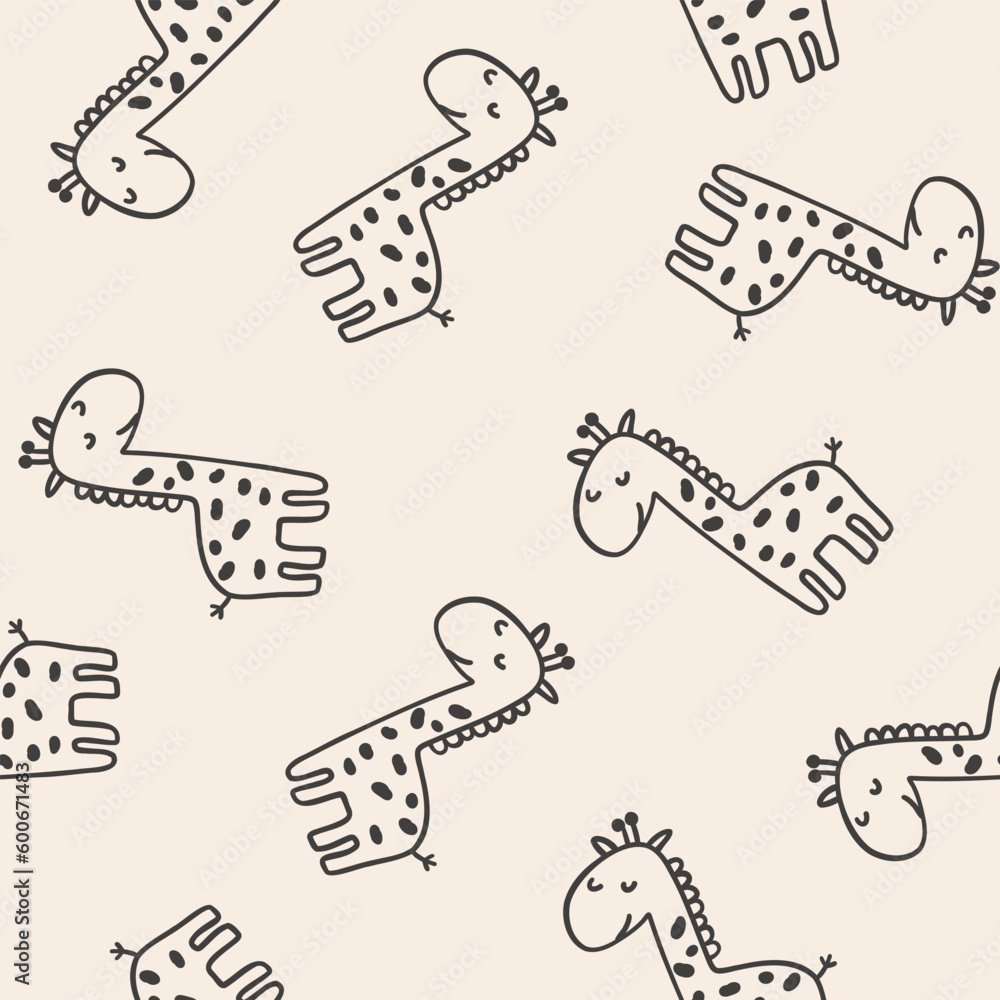 Vector hand-drawn colored childish seamless repeating simple pattern ...