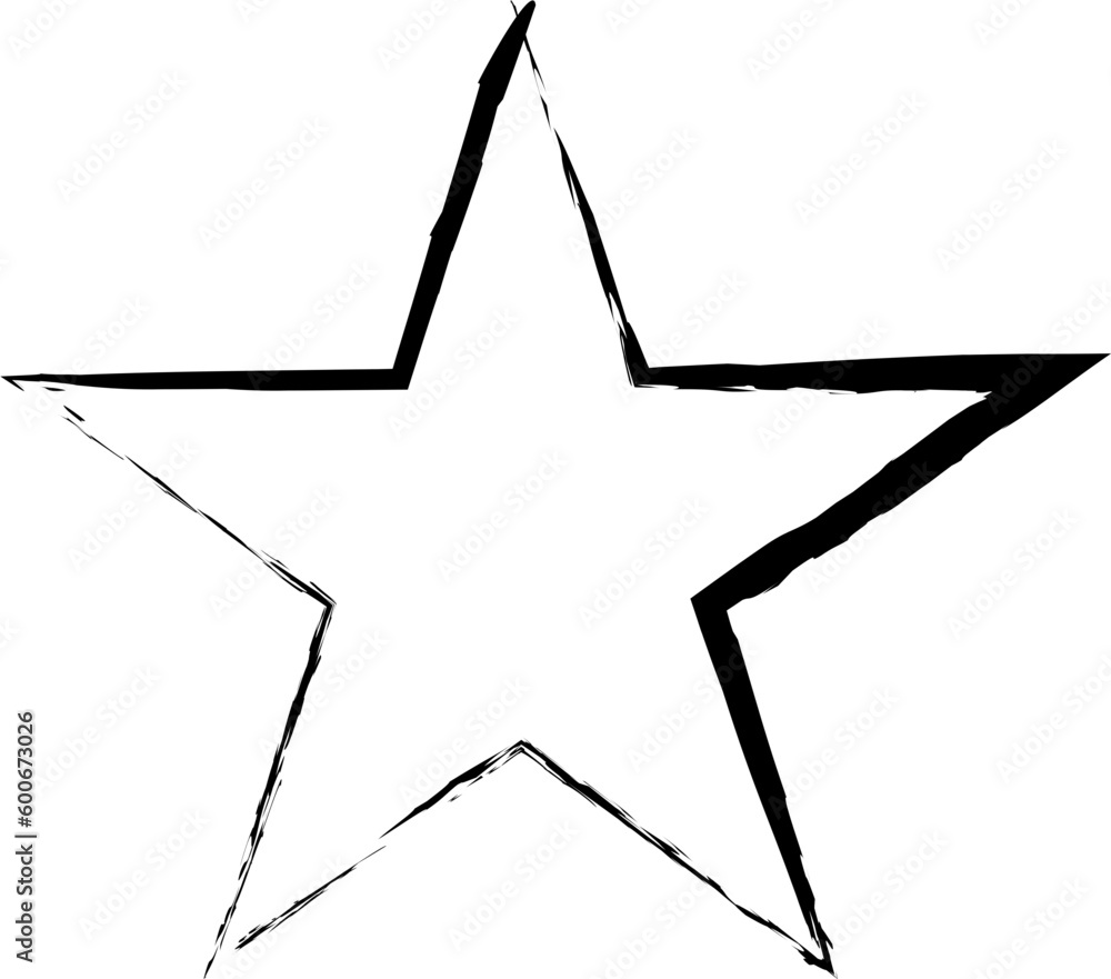 Abstract black paint brushstroke star on transparent background. Spots ...