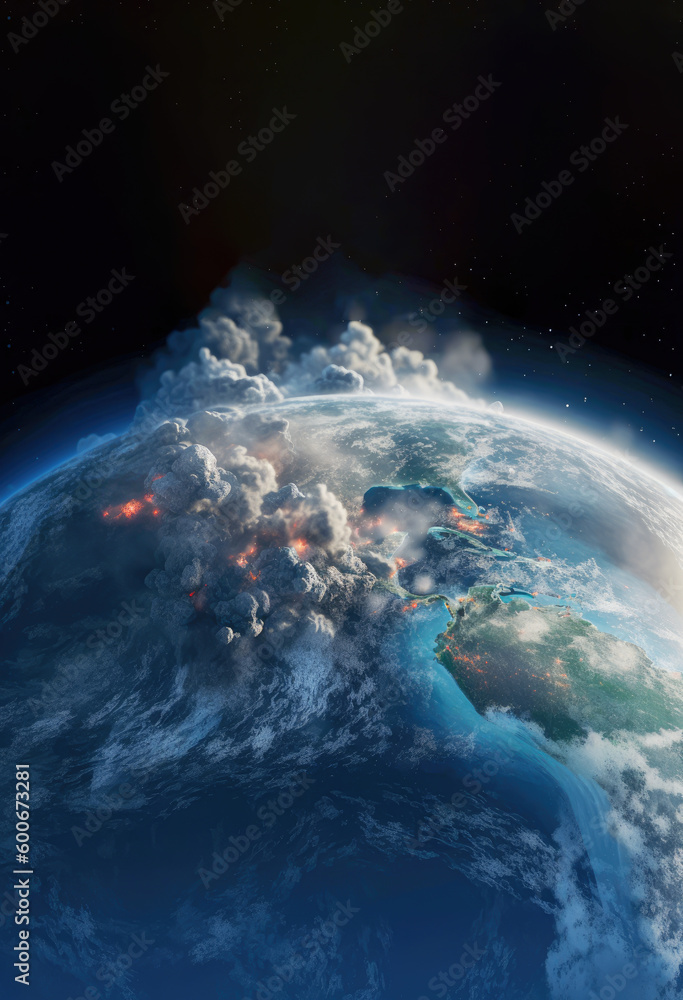 Destruction of planet Earth doomsday smoke and fire global warming ...