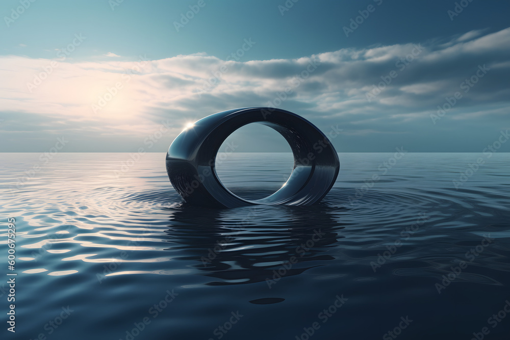 3d rendering, abstract surreal background with geometric infinity shape ...