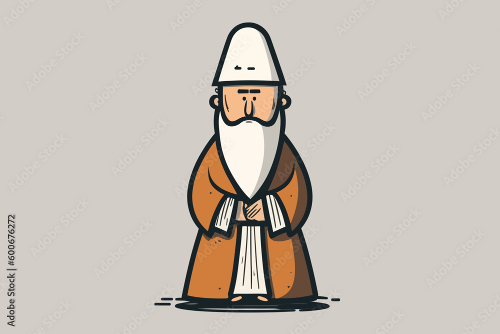 Doodle inspired Religious leader, cartoon sticker, sketch, vector ...
