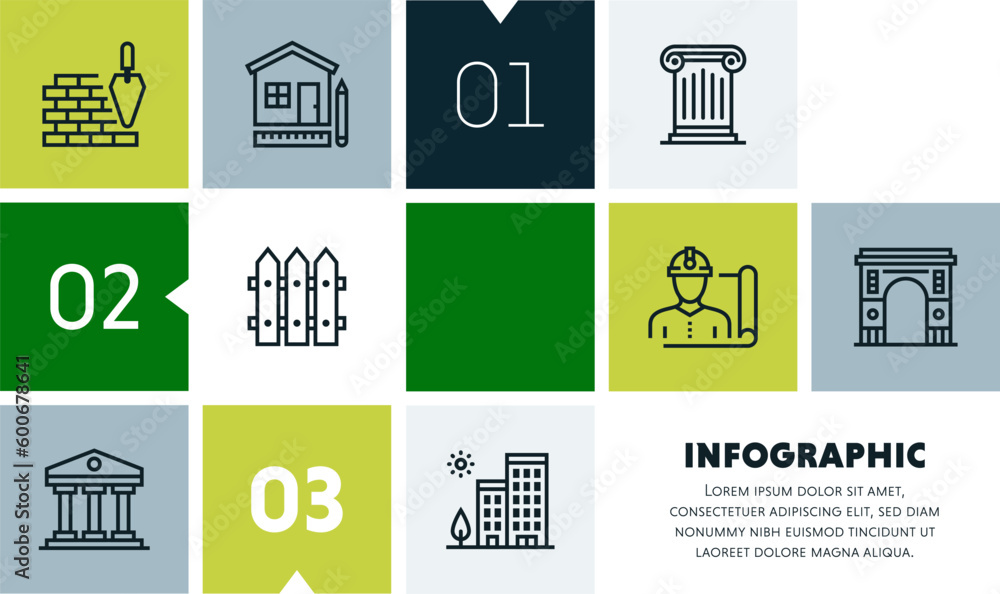 Architecture development infographic design with icons, made by thin ...