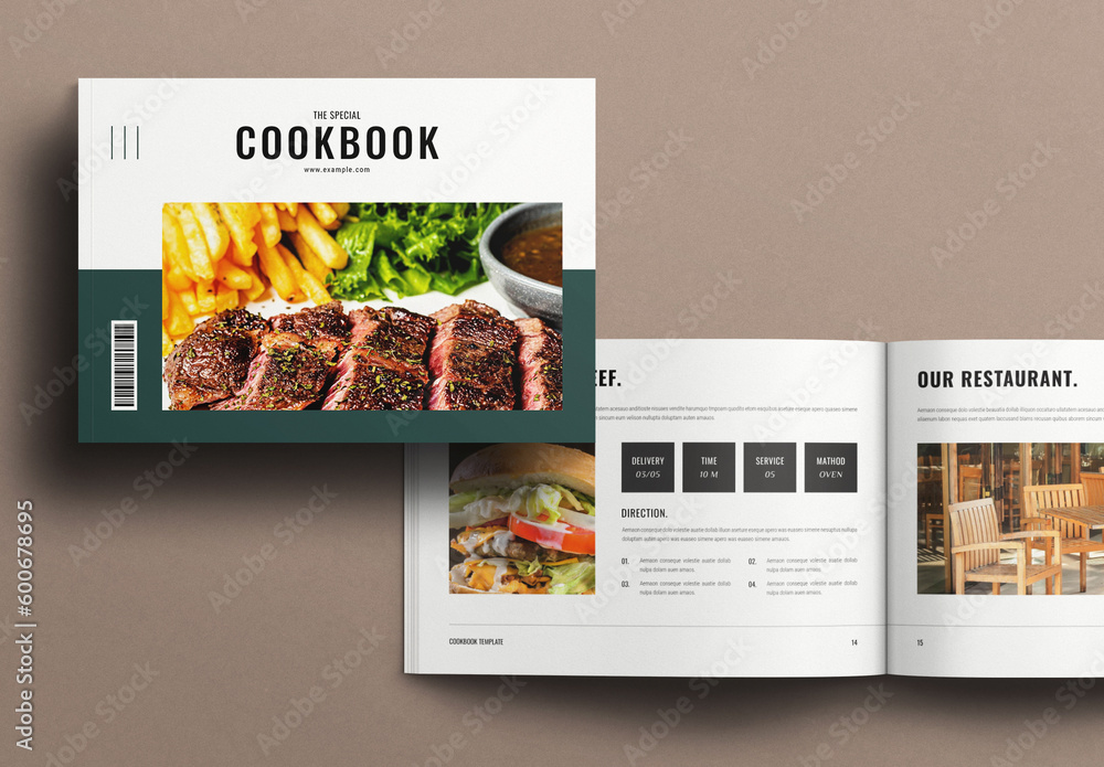 Cookbook Template Landscape Stock Template | Adobe Stock