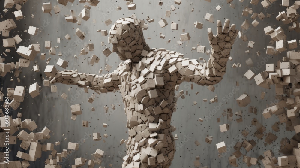 Intriguing Human Body Shape Composed of Disintegrating Tessellated ...