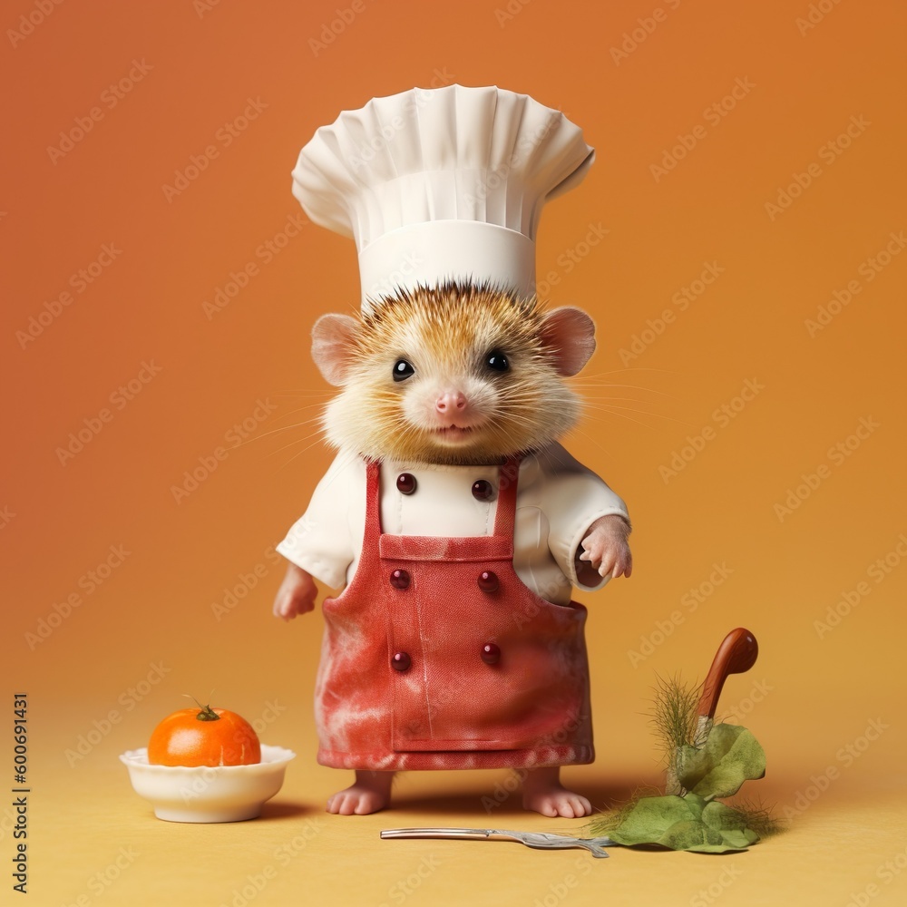 cute rat baby animal dressed as a chef illustration made with ...