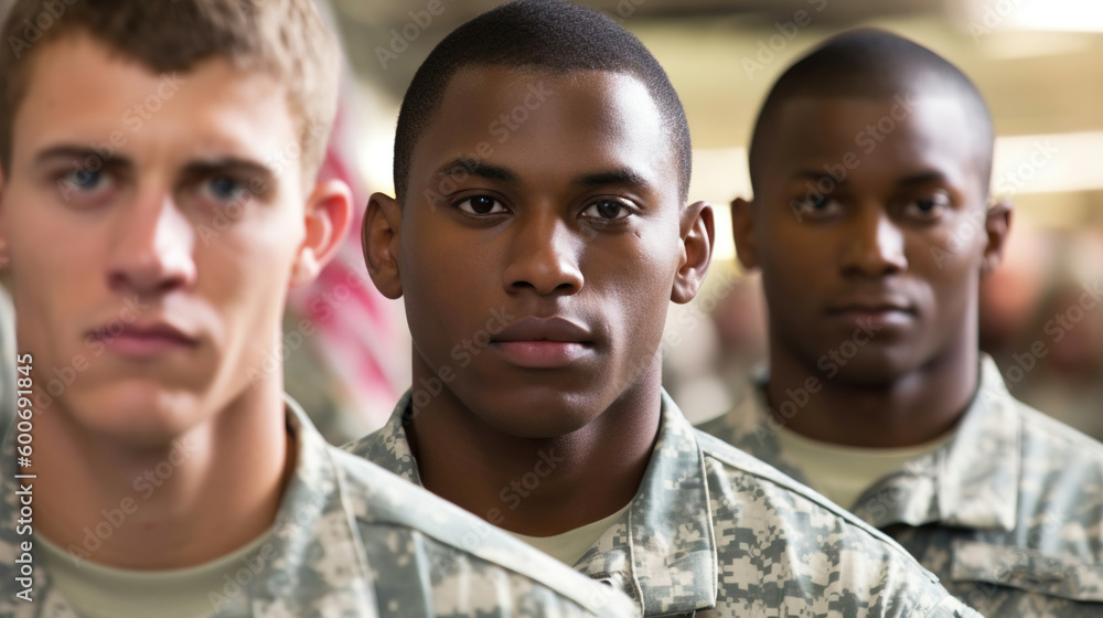 Army soldiers portrait, close up us army troop - inclusivity, diversity ...