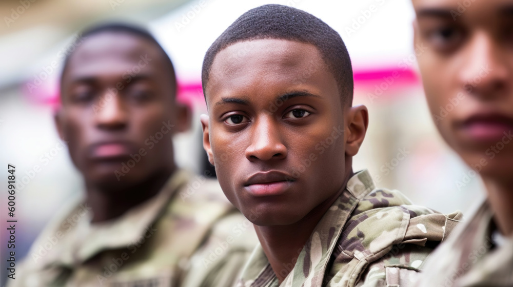 Army soldiers portrait, close up us army troop - inclusivity, diversity ...