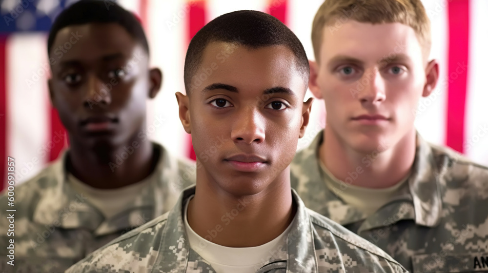 Army soldiers portrait, close up us army troop - inclusivity, diversity ...