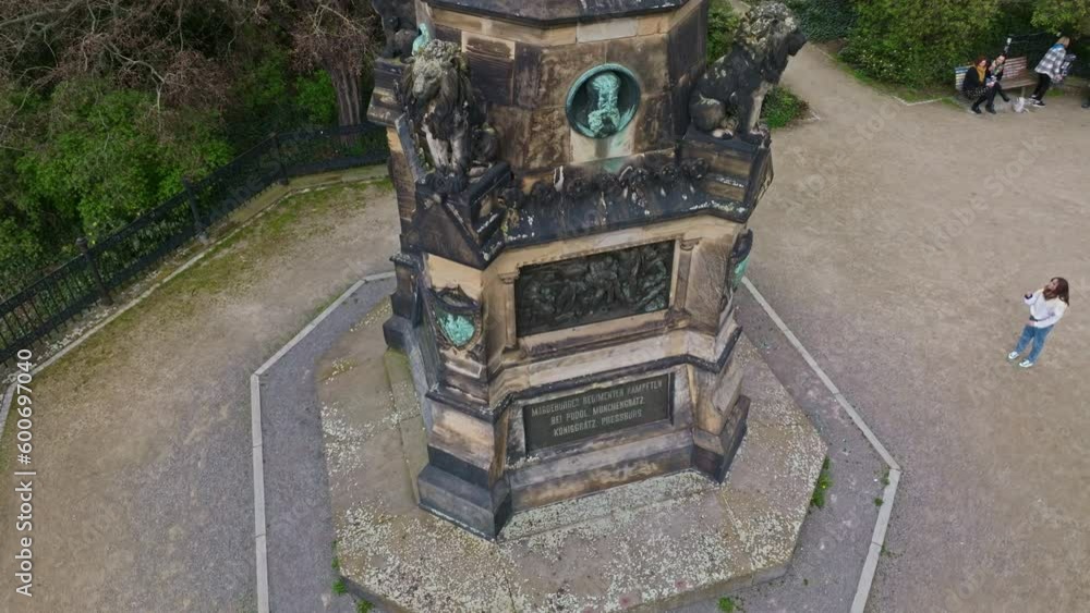 Drone shot of Kriegerdenkmal 1870/71 . The war memorial in Magdeburg ...