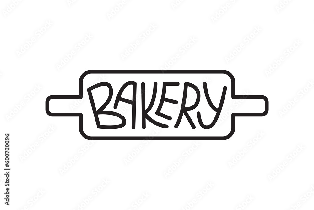 Bakery logo, hand drawn text. Hand lettering typography, mono line ...