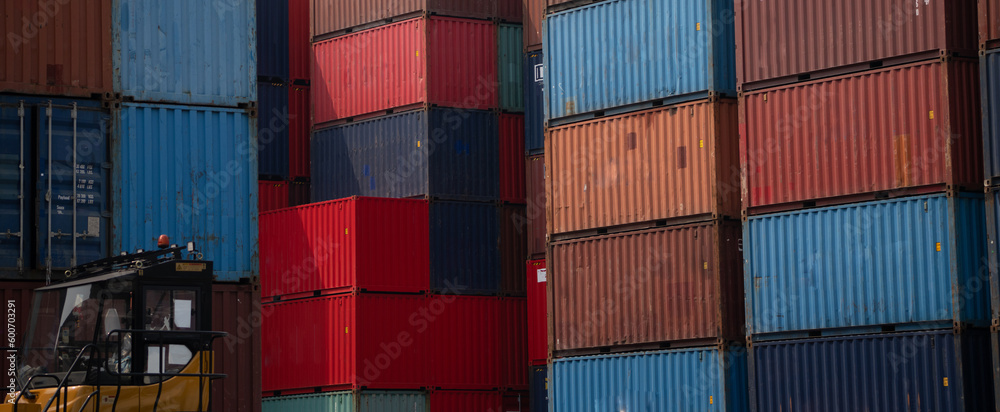 Container logistic. Cargo and shipping business. Container ship for ...