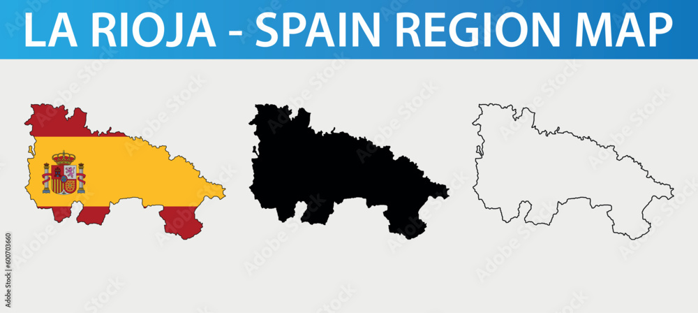 Maps of La Rioja set - Spain region outline silhouette graphic element ...