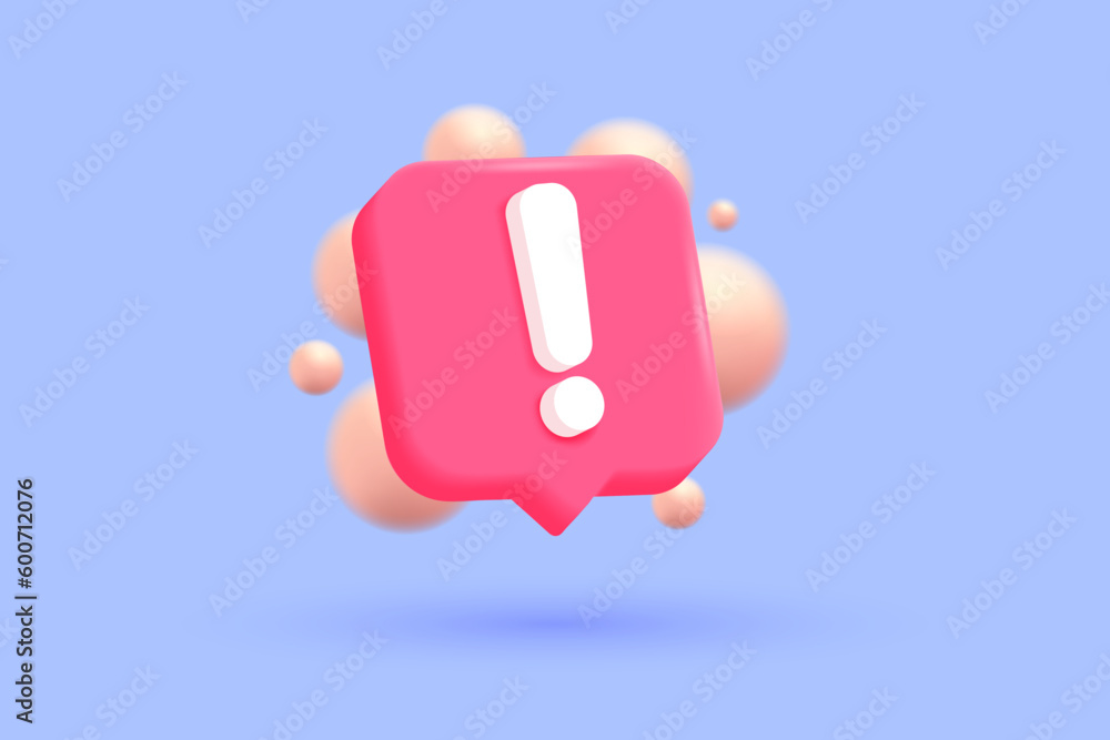 3d pink danger attention bell or pink emergency notifications alert on ...