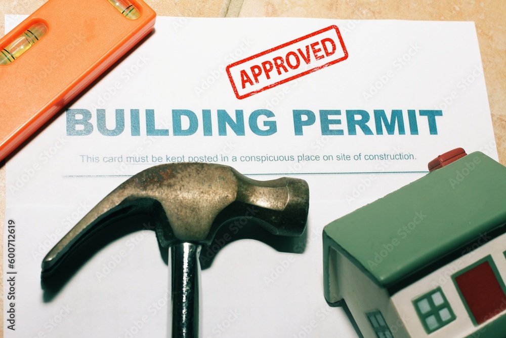 Foto de Building Permit concept with “approved” text on a residential ...