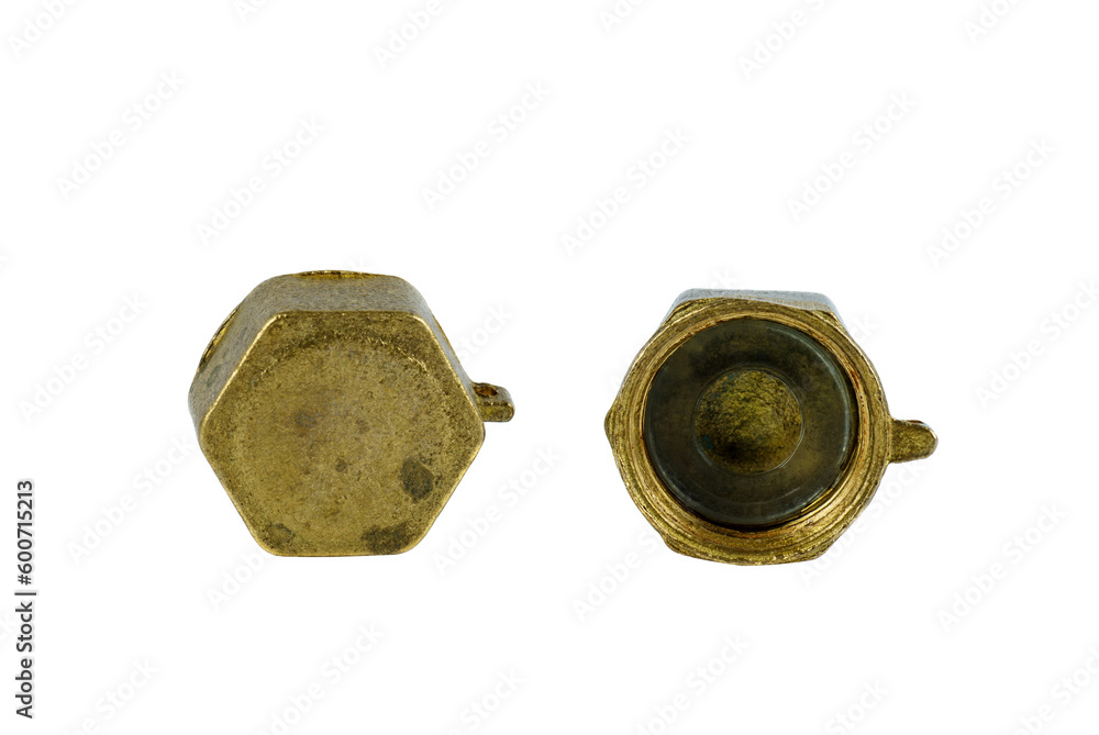 Plug stopgap nut on the pipe thread 1/2", close up plumbing fixtures on ...