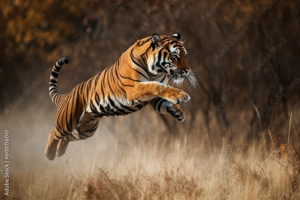 Tiger jumping. Generate Ai Stock Illustration | Adobe Stock