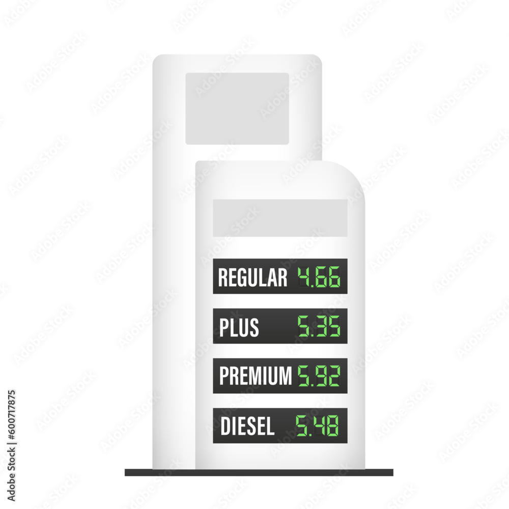 Gas station display stand, Template isolated on white background. Fuel ...